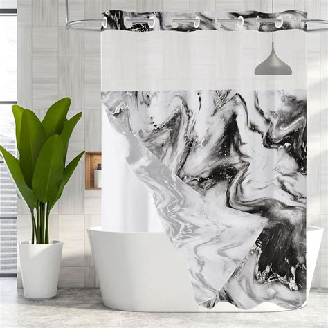 White And Black Shower Curtain Set