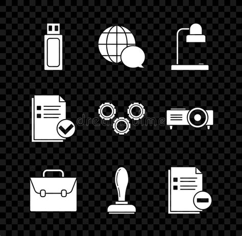 Set Usb Flash Drive World Map Made From Speech Bubble Table Lamp Briefcase Stamp Document