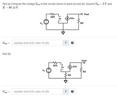 solved part a compute the voltage vout in the circuits