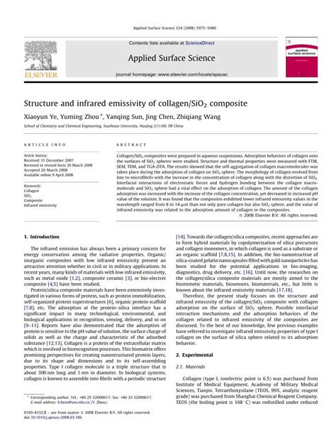 Pdf Structure And Infrared Emissivity Of Collagensio2 Composite