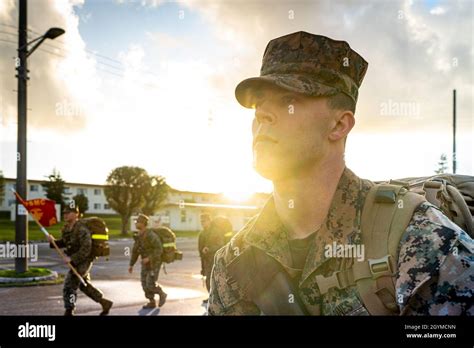 U S Marine Corps Cpl Bradley Evans Walks During A 15 Kilometer