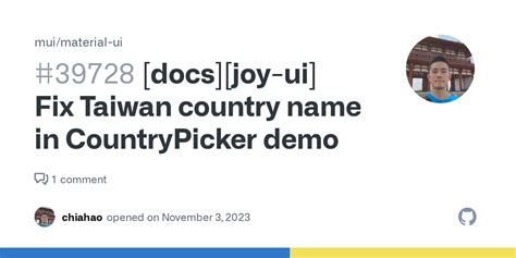 Docs Joy Ui Fix Taiwan Country Name In Countrypicker Demo · Issue 39728 · Muimaterial Ui