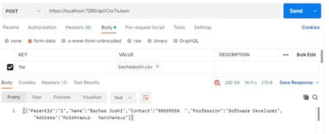 C Unable To Post A Csv File On Postman Stack Overflow