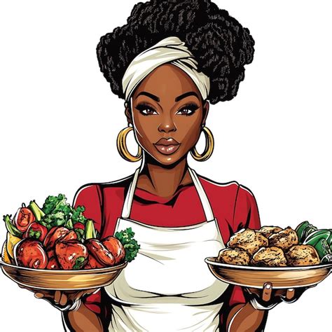 Black Woman Serving Food A Healthy And Delicious Choice Premium Ai