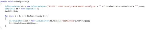 C Sql Listview Selected Item Comparison To Column Stack Overflow