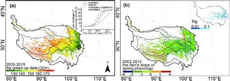 A The Spatial Pattern Of Multiyear Average Green Up Date While The