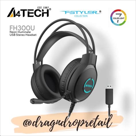 A4tech Fstyler Fh300u Neon Illuminate Stereo Noise Cancelling Headset Usb Headphone Black