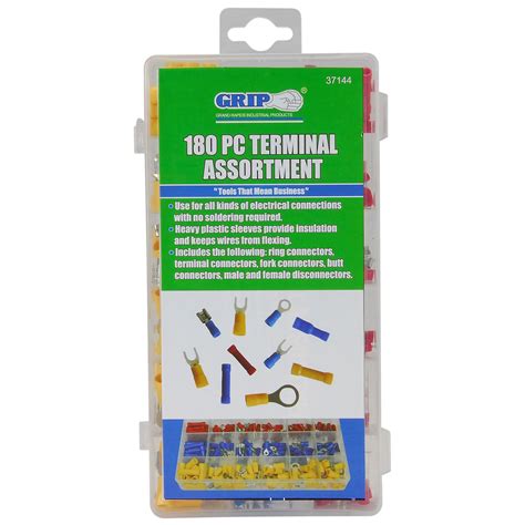 Grip Tools 37144 Electrical Terminal Assortment 180 Pcs Audiostatus