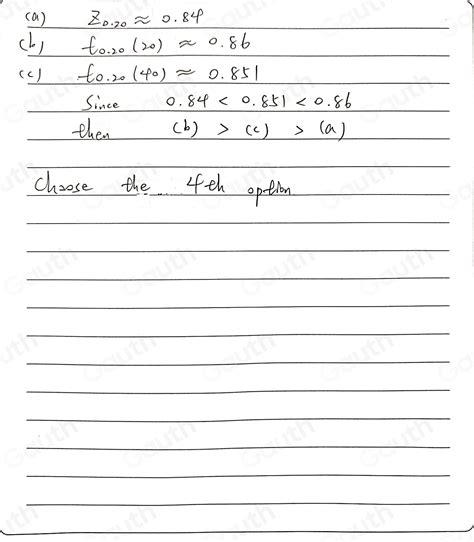 Solved Put The Following Critical Values In Numerical Order From