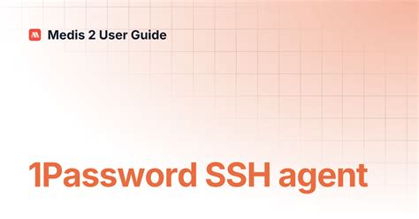 1password Ssh Agent Medis 2 User Guide