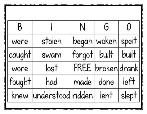 Irregular Verb Bingo By Ms Adri Teaching Dollar Store Tpt