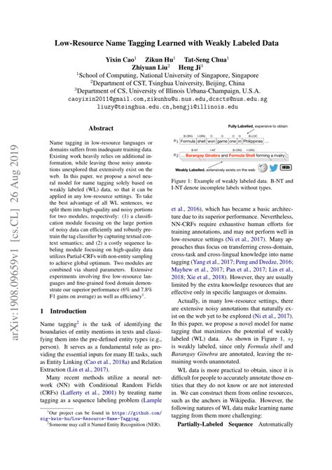 Pdf Low Resource Name Tagging Learned With Weakly Labeled Data
