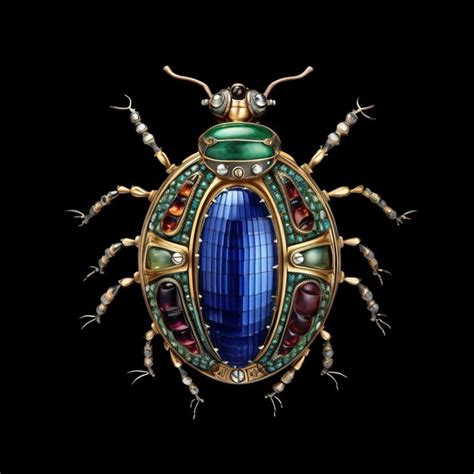 Premium Ai Image Cockroachthemed Pocket Watch Brooch With Precious Stones