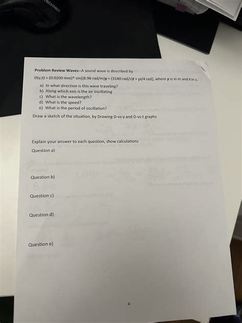 Solved Problem Review Waves A Sound Wave Is Described By Chegg