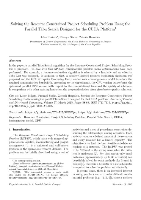 pdf solving the resource constrained project scheduling problem using