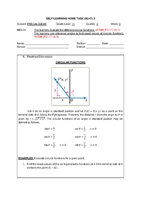 Precalculus 11 Q2 Slht3 Circularfunctions V1 Self Learning Home Task