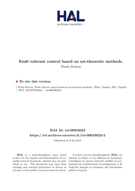pdf fault tolerant control based on set theoretic methods