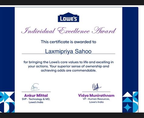 Laxmipriya Sahoo On Linkedin Lowes Excellenceaward 25 Comments