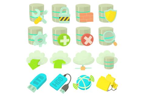 Database Symbols Icons Set Graphic By Ylivdesign Creative Fabrica