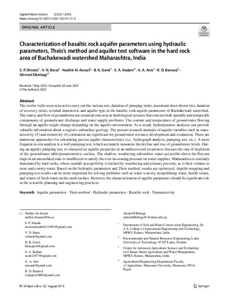 Pdf Characterization Of Basaltic Rock Aquifer Parameters Using