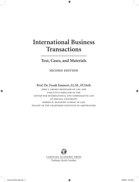 Pdf International Business Transactions Text Cases And Materials
