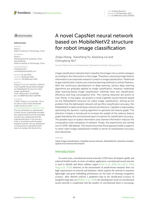 Pdf A Novel Capsnet Neural Network Based On Mobilenetv2 Structure For Robot Image Classification