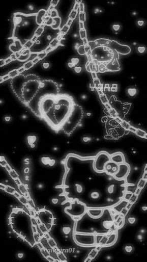 Чёрные обои с Хелоу Китти Черные обои Обои Hello Kitty Обои