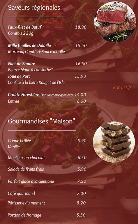 Auberge De La Combe Geay à Les Fins Menu Et Photos