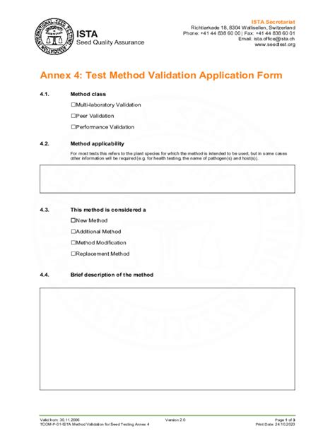 Fillable Online Method Validation Programme Fax Email Print Pdffiller