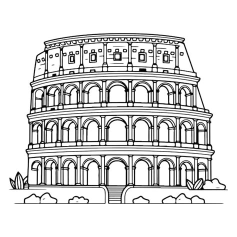 스케치 손으로 그린 단일 라인 아트 색칠 페이지 콜로세움의 날 프리미엄 벡터