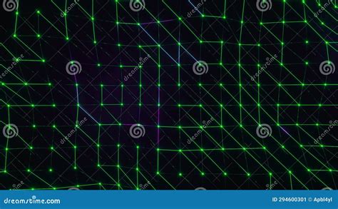 Abstract Plexus Of Moving Glowing Dots And Lines Network Or Digital Connection Technology