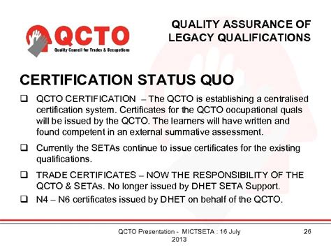 Qcto Presentation Mictseta 16 July 2013 Qcto Presentation