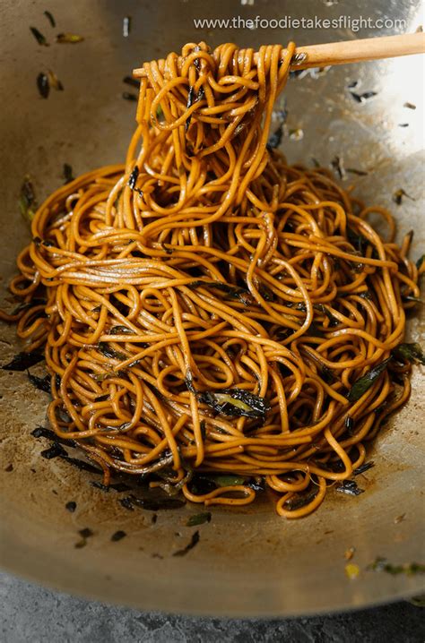 Chinese Scallion Oil Noodles The Foodie Takes Flight