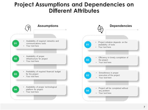 Assumptions And Dependencies Arrows Business Software Implementation Financial Presentation