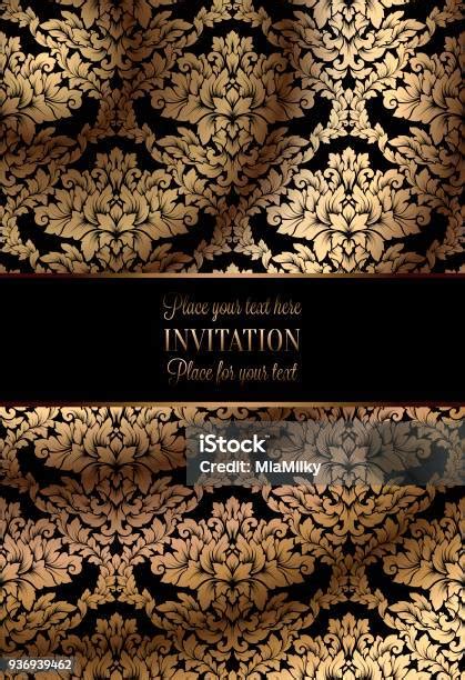 배너 벽지 초대 카드 소책자에 대 한 골드 꽃 빈티지 패턴 벡터 럭셔리 단풍 결혼식 초대장 디자인 또는 배경 템플릿 0명에 대한 스톡 벡터 아트 및 기타 이미지 Istock