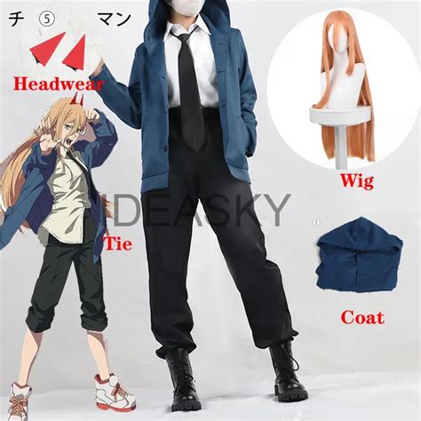Power Cosplay Chainsawman Wig And Horns Jacket Pants Csm Shoes Chainsaw