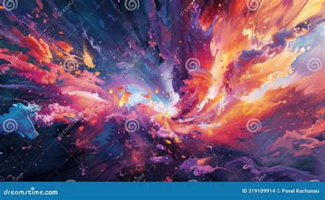 Digital Artwork Depicting A Vibrant Explosion Of Colors In An Abstract