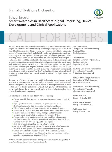 Pdf Smart Wearables In Healthcare Signal Processing Device Development And Clinical