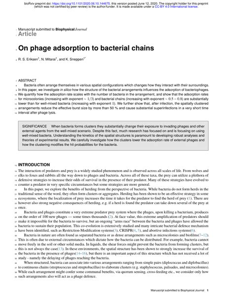 Pdf On Phage Adsorption To Bacterial Chains
