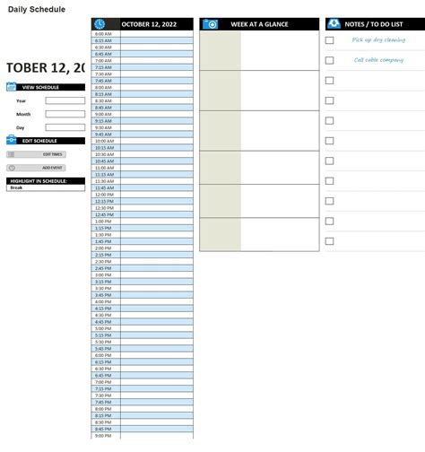Daily Work Schedule Template In Excel Download Xlsx