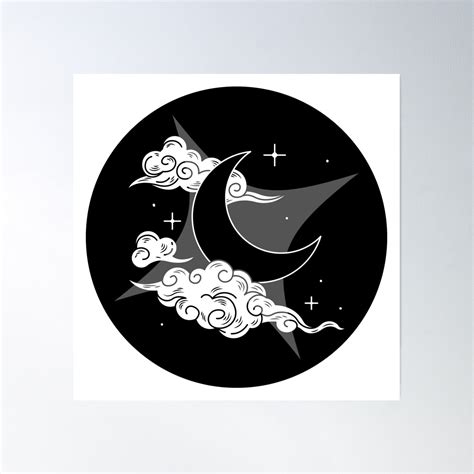 Dark Moon White Clouds Poster Wall Art Modern Wall Decor 30x30