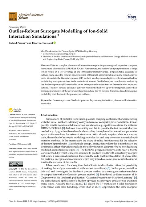 Pdf Outlier Robust Surrogate Modelling Of Ion Solid Interaction