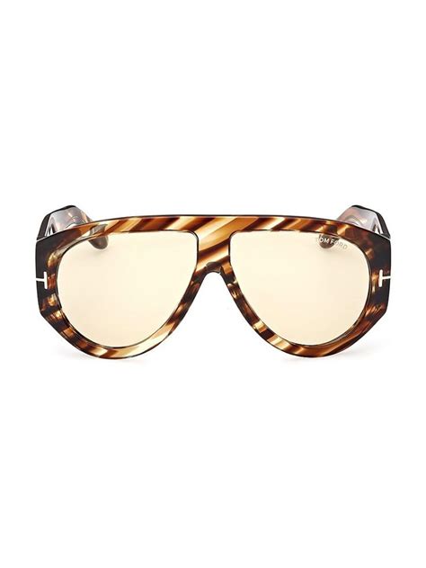 Tom Ford Bronson 61mm Aviator Acetate Sunglasses Havana Yellow