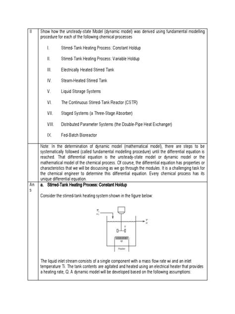 Mathematical Modeling Of Chemical Processes Pdf Chemical Reactor