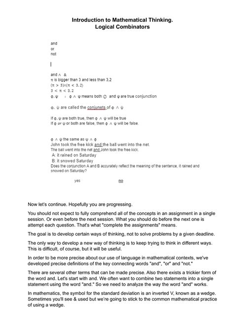 Mathematical Logic Basics And Or And Not Explained Stanford