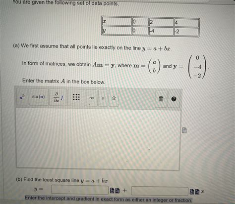 Solved You Are Given The Following Set Of Data Points A Chegg