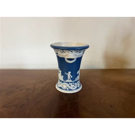 Antique Early 19th Century Spode Jasperware Pottery Vase With Classical Sprigging And Dolphin