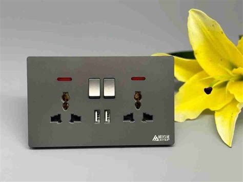 Twin Socket With Usb Grey Evertops Kenya