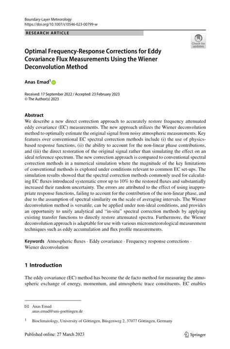 pdf optimal frequency response corrections for eddy covariance flux