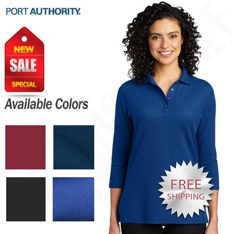 Port Authority Womens Silk Touch 34 Sleeve Polo Shirt L562 Ebay